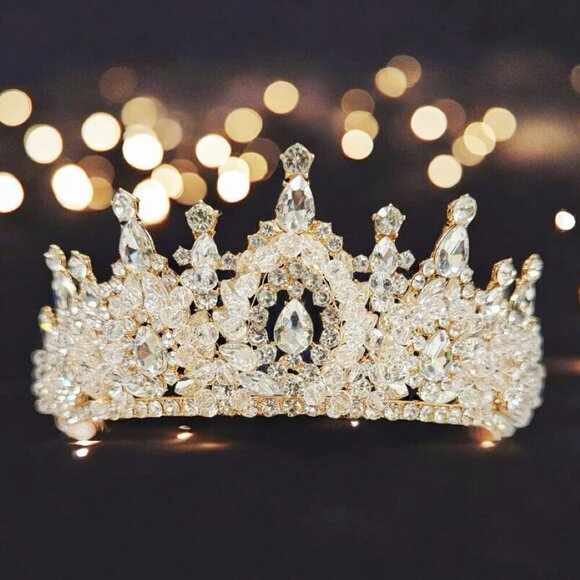 Handmade | Accessories | Crystal Beaded Tiara Gold Wedding Tiara ...